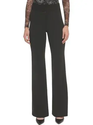 Dkny High Waist Wide Leg Career Pants - Black