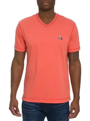 Robert Graham Eye Of The Skull Short Sleeve V-neck T-shirt - Coral