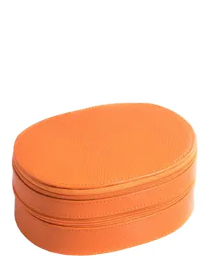 BEY-BERK Leather Travel Jewelry Case - Orange