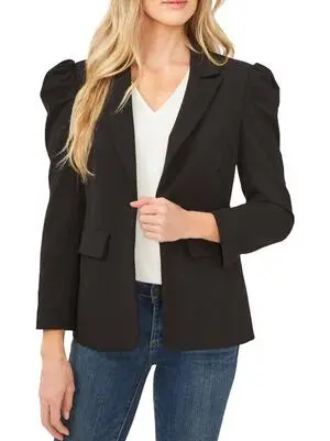 CECE DUPRAZ Puff Shoulder Ponte Blazer - Rich Black