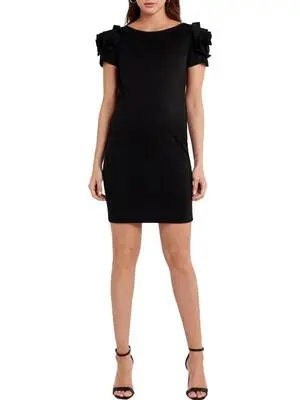 PIETRO BRUNELLI Salisburgo Rose Ruffle Maternity Sheath Dress - Black