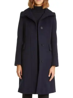 Akris Wool Blend Fleece Coat - 079 Navy
