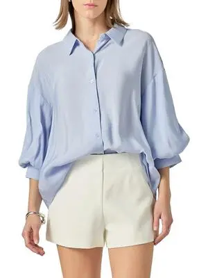 English Factory Balloon Sleeve Button-up Shirt - Powder Blue