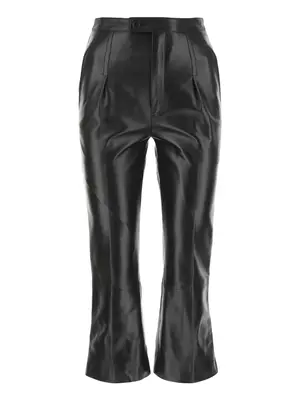 Saint Laurent Pleat-detail Leather Trousers - Black