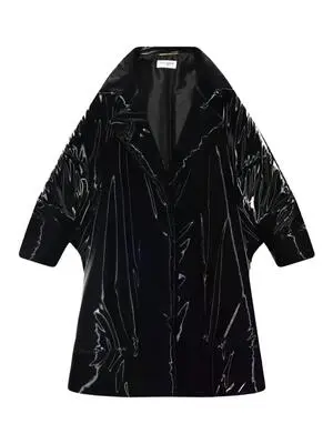 Saint Laurent Lacquered-finish Oversized Coat - Black