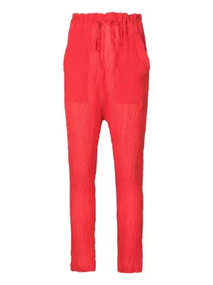 AMIR SLAMA Crinkle-effect Silk Trousers - Red