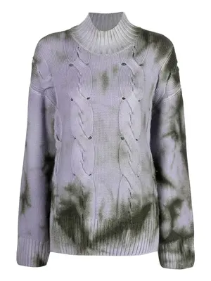 Off-White Tie-dye Cable-knit Jumper - Purple
