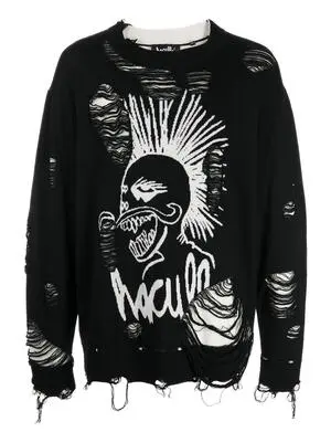 HACULLA. Logo-knit Distressed Jumper - Black