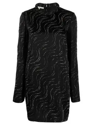 Stella McCartney Embellished Long Sleeve Shift Dress - Black