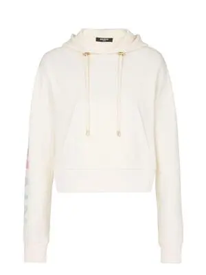 Balmain Cropped Logo Hoodie - White