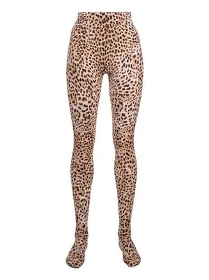 Roberto Cavalli Leopard-print High-waisted Leggings - Brown