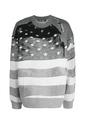 Palm Angels Stars And Stripes-print Sweatshirt - Grey
