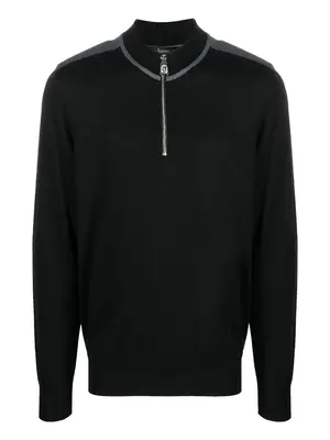 BILLIONAIRE Zip Collar Jumper - Black