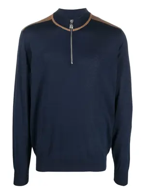 BILLIONAIRE Zip Collar Jumper - Blue