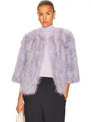 YVES SALOMON Yves Salomon Feather Cropped Jacket Lilac