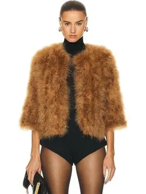 YVES SALOMON Feather Cropped Jacket - Madeline