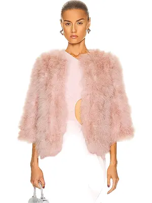 YVES SALOMON Yves Salomon Feather Cropped Jacket Magnolia