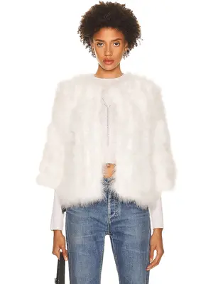 YVES SALOMON Yves Salomon Feather Cropped Jacket Meringue