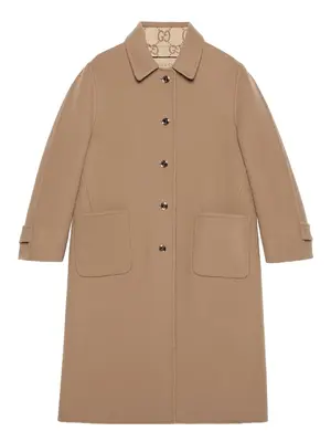 Gucci Reversible GG Wool Coat Brown