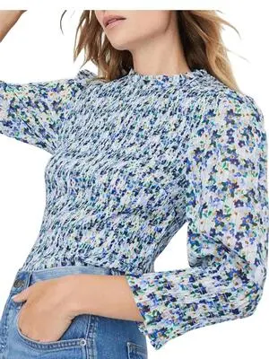 Veronica Beard Kali Floral Smocked Top - Multi