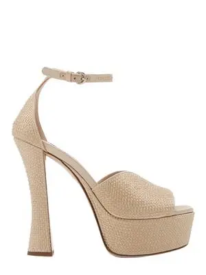 Miu Miu Crystal-embellished Platform Sandals - Neutral
