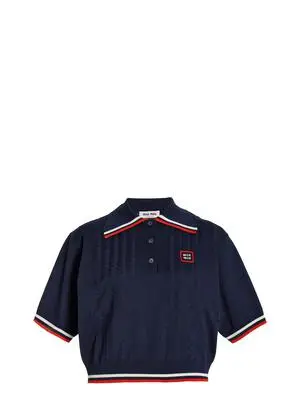 Miu Miu Cable-knit Polo Sweater - Blue
