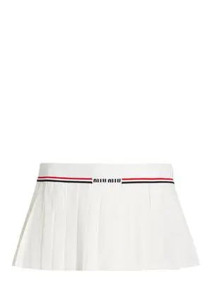 Miu Miu Pleated Sable Mini Skirt - White