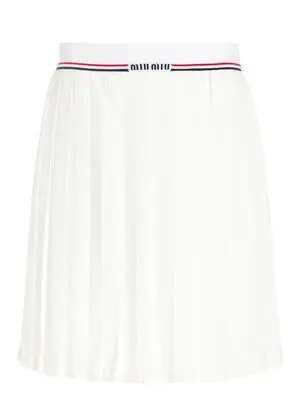 Miu Miu Pleated Sable Midi Skirt - White