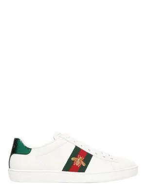 Gucci Ace Embroidered Leather Sneakers - White
