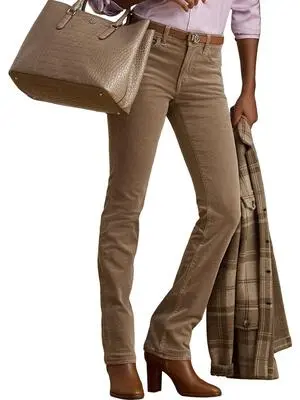 Ralph Lauren Stretch Corduroy Mid-rise Straight Pant - Taupe Brown