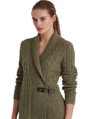 Ralph Lauren Ralph Lauren Buckled Cotton Sweater Muted Moss Heather