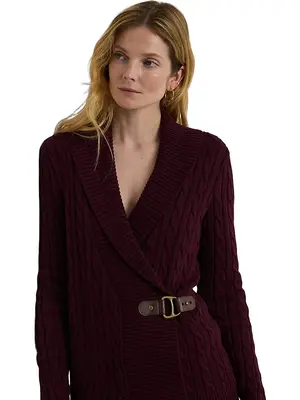 Ralph Lauren Ralph Lauren Buckled Cotton Sweater Pinot Noir
