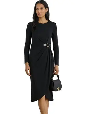 Ralph Lauren Buckle-trim Jersey Dress - Black