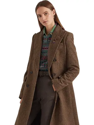 Ralph Lauren Ralph Lauren Wool-Blend Double-Breasted Coat Brown/cream Multi