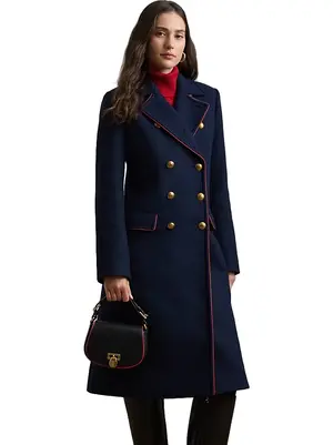 Ralph Lauren Ralph Lauren Wool-Blend Double-Breasted Coat Lauren Navy/festive Red