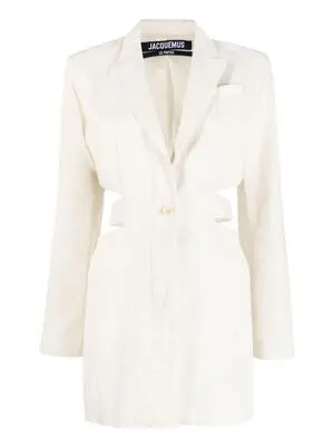 Jacquemus Tailored Blazer Dress With Cut-out Detailing - White