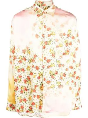 Marni Floral-print Long-sleeve Shirt - Neutrals