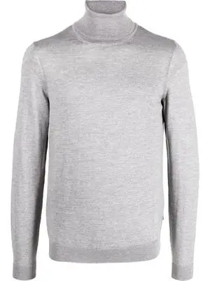 BOSS Roll-neck Wool Jumper - Grey