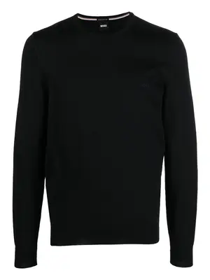 BOSS Crewneck Virgin Wool Jumper - Black