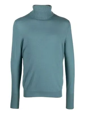 BALLANTYNE Roll Neck Cashmere Jumper - Blue