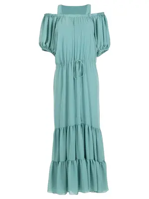 GLORIA COELHO Chiffon Maxi Dress - Blue