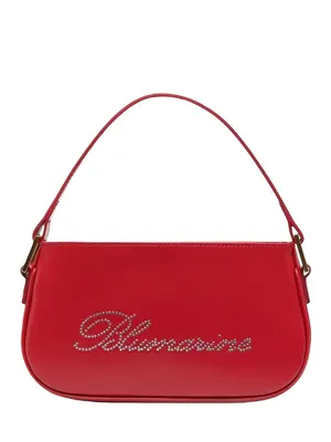 Blumarine Rhinestone-logo Leather Shoulder Bag - Red