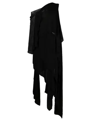 Yohji Yamamoto Asymmetric Cotton-blend Dress - Black