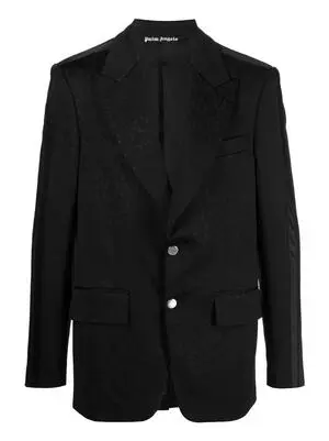 Palm Angels Jacquard Single-breasted Blazer - Black