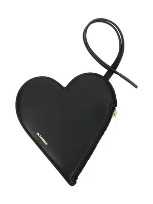 JIL SANDER Heart-shaped Calf Leather Wristlet - Black