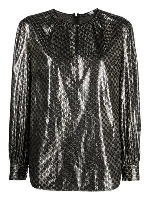 KARL LAGERFELD Monogram Shine-Finish Blouse