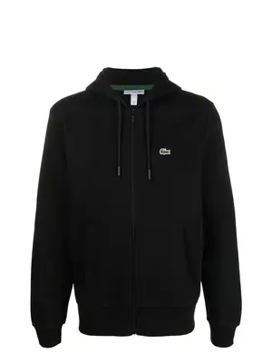 Lacoste Appliqué-logo Zip-up Hoodie - Black