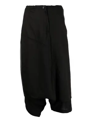 Y’s Asymmetric Cropped Trousers - Black