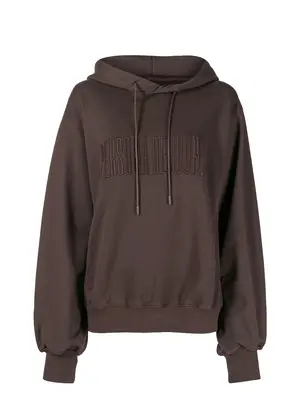 JUUN.J Slogan Cotton Hoodie - Brown