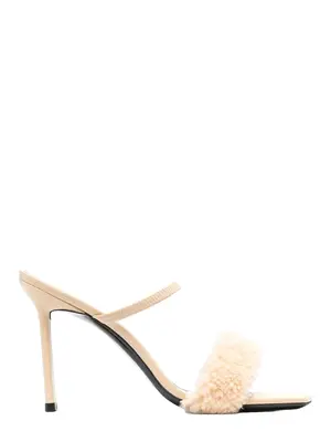 By Far Ada 100mm Shearling Sandals - Neutrals